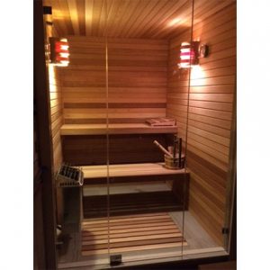 All Glass Sauna Front Wall + Glass Door | Cedarbrook Sauna + Steam